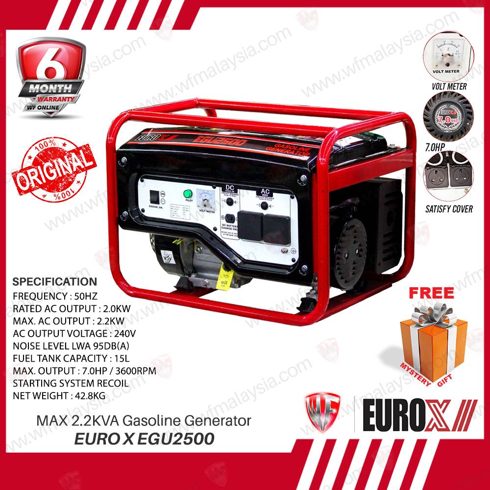 Eurox Europower EGU2500 2.2KW Gasoline Generator Petrol Genset Portable Generator